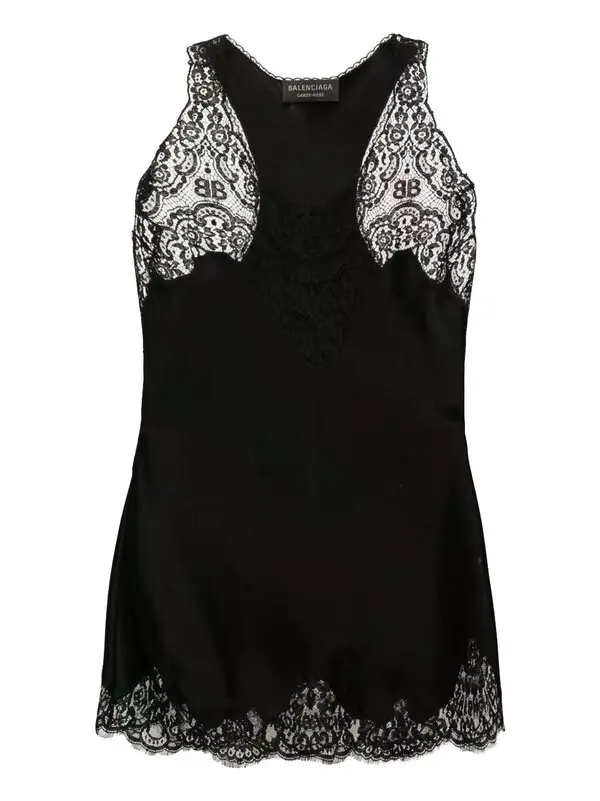Balenciaga Lace-trim Tank Top - Black