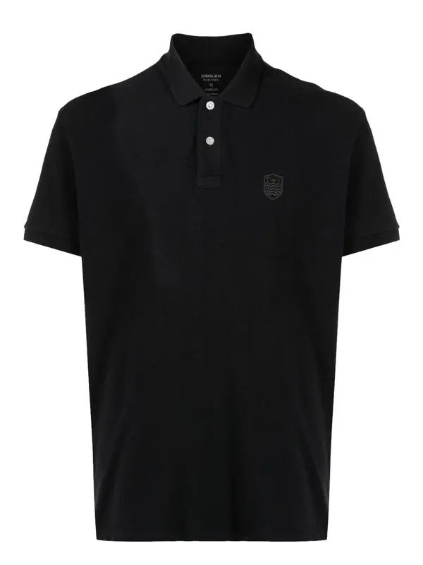 OSKLEN Crest-motif Cotton Polo Shirt - Black