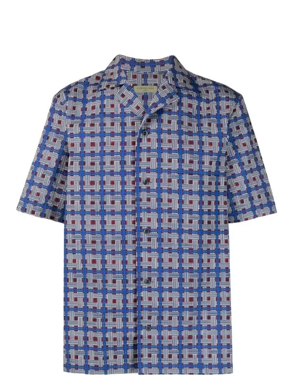 Corneliani Check-pattern Cotton Shirt - Blue