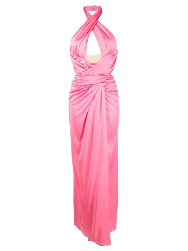 Moschino Draped Halterneck Maxi Dress - Pink