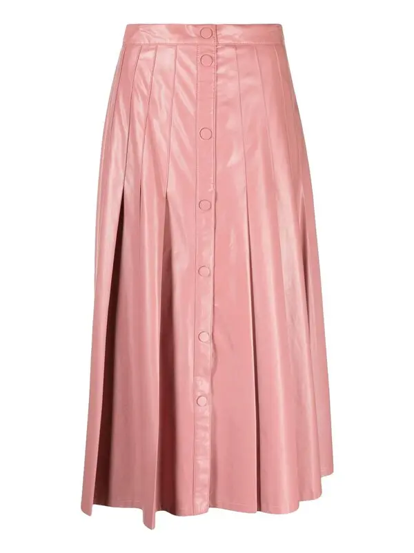 TWINSET Faux-leather Pleated Midi Skirt - Pink