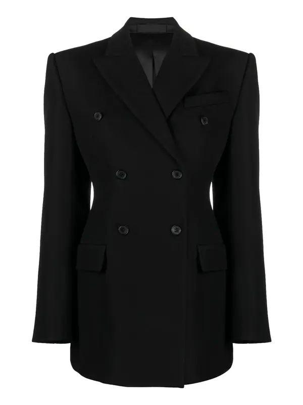 Wardrobe.NYC Contour Double-breasted Blazer - Black