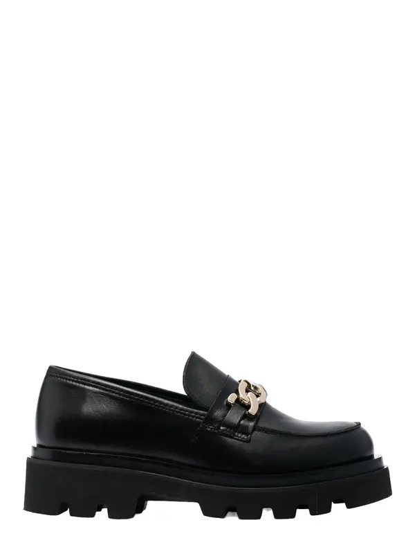 ALOHAS Chain-link Leather Loafers - Black