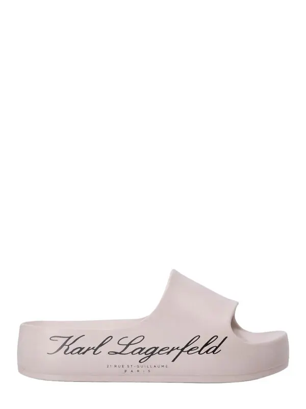 Karl Lagerfeld Logo Flat Slides - Neutrals