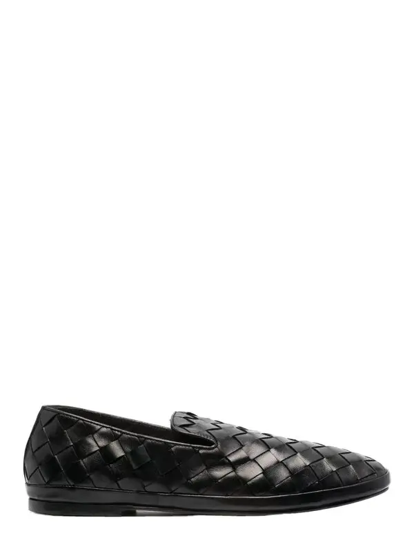 HENDERSON BARACCO Guinea Square-toe Leather Loafers - Black