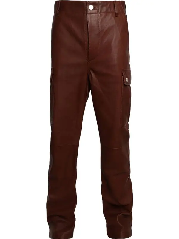 Amiri Flared Leather Cargo Trousers - Brown