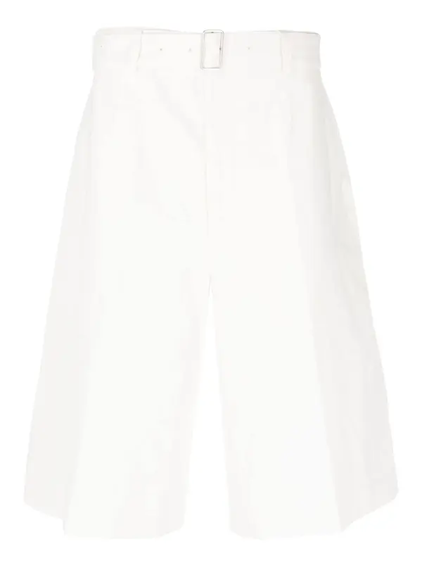 JIL SANDER Flared Linen Bermuda Shorts - Neutrals