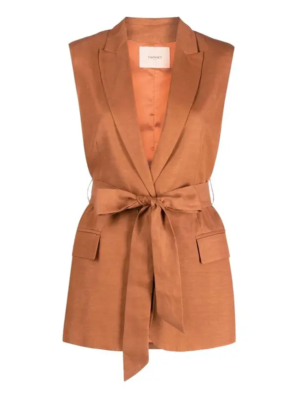 TWINSET Peak-lapels Sleeveless Jacket - Brown