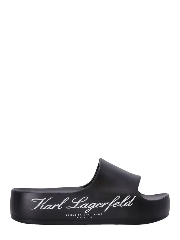 Karl Lagerfeld Logo-print Flat Slides - Black
