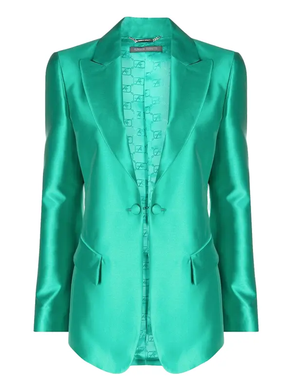 Alberta Ferretti Satin-trim Single-breasted Blazer - Green