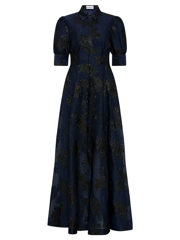 Rebecca Vallance Antoinette Floral-jacquard Gown - Blue