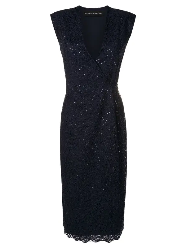 GLORIA COELHO Sequin-embellished Midi Dress - Blue