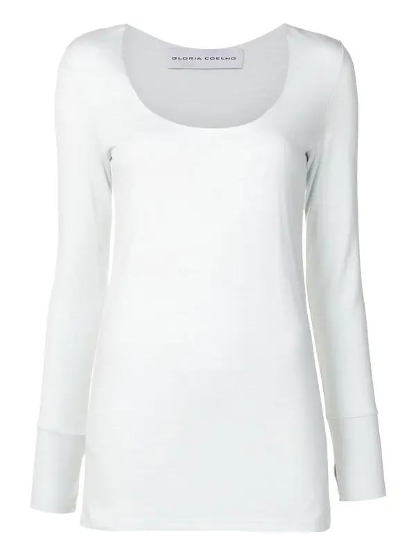GLORIA COELHO Scoop-neck Long-sleeve Top - Blue