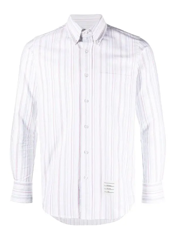 Thom Browne University-stripe Long-sleeve Shirt - White