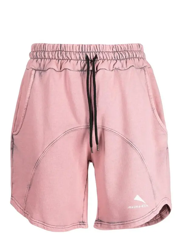 MAUNA KEA Panelled Logo-print Cotton Shorts - Pink