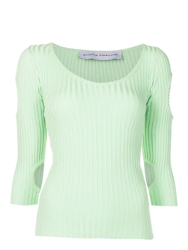 GLORIA COELHO Cut-out Sleeve Top - Green