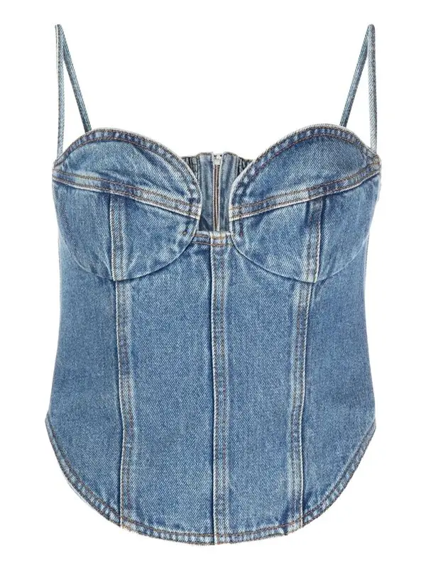 Magda Butrym Cropped Denim Bustier Top - Blue