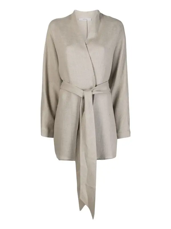 Dusan Linen Belted Cardigan - Neutrals
