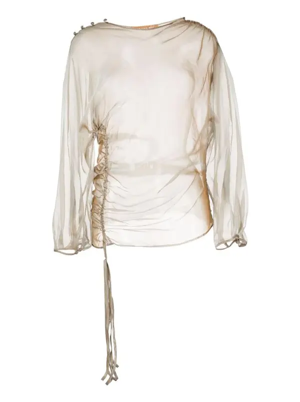 REJINA PYO Ebba Sheer Silk Blouse - Grey