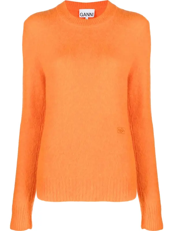 GANNI Long-sleeved Knitted Jumper - Orange