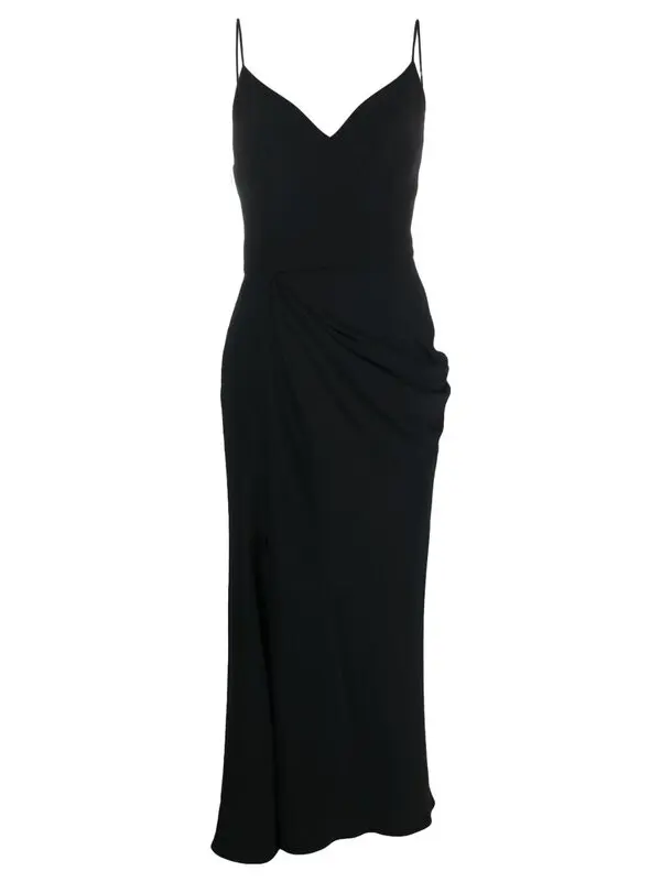 Alexander McQueen Draped Midi Dress - Black