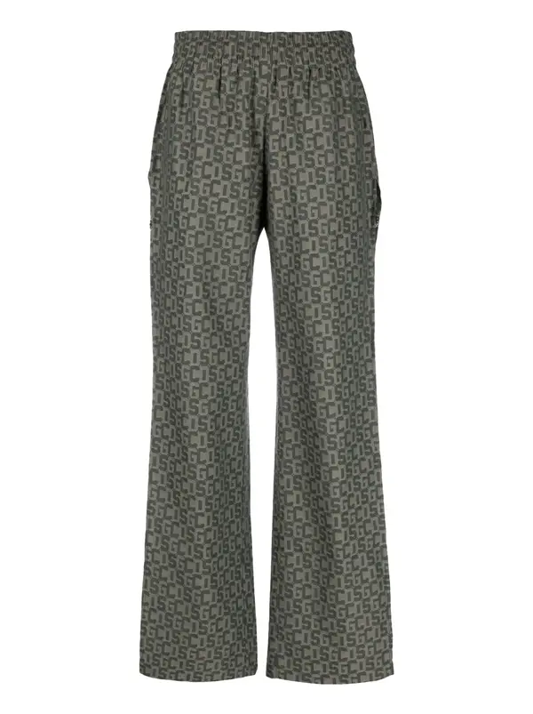 Gcds Open-leg Monogram Trousers - Green