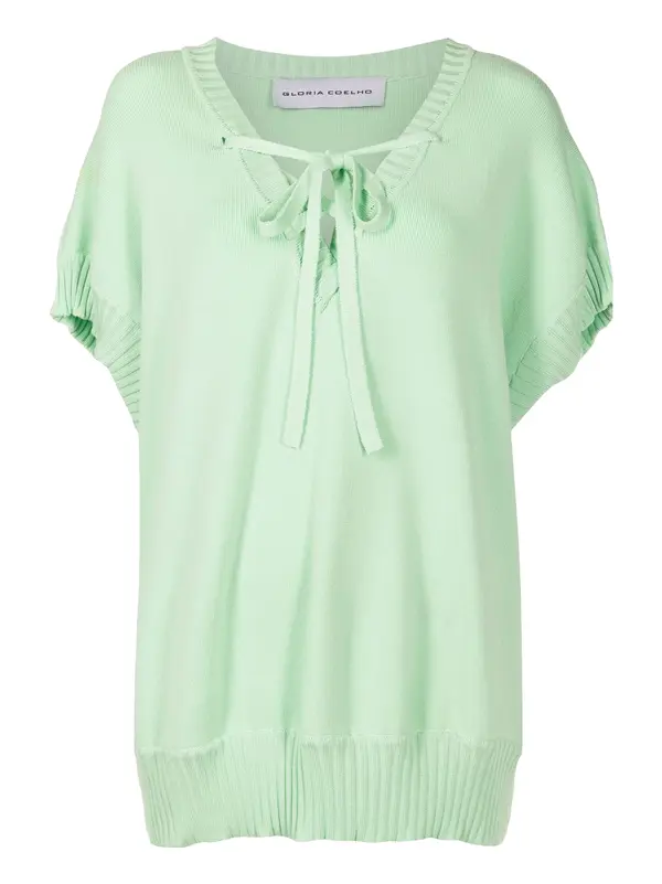 GLORIA COELHO Front Tie-fastening Blouse - Green