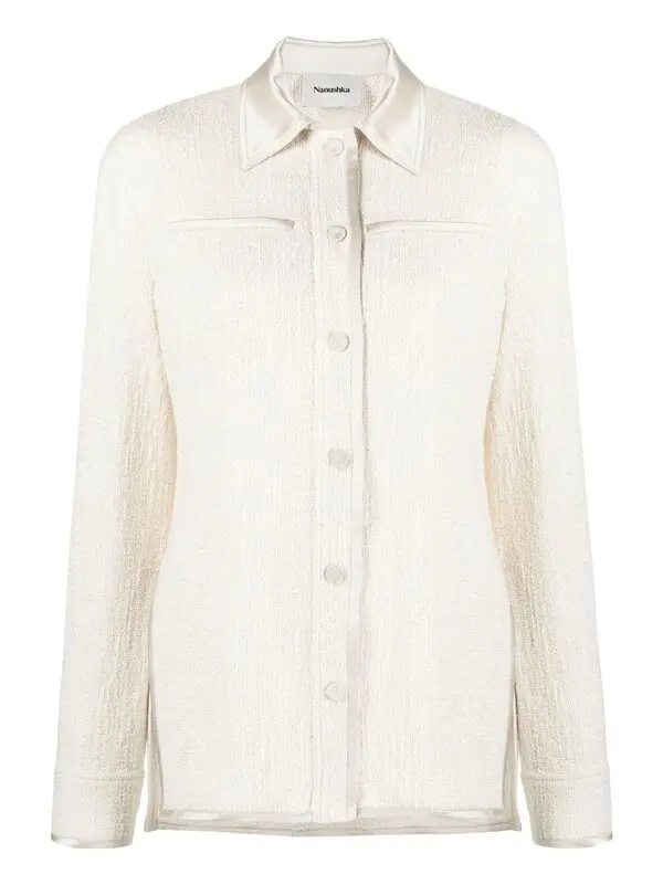 Nanushka Satin-collar Long-sleeved Shirt - Neutrals