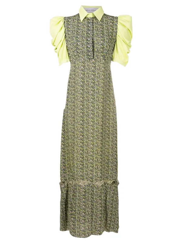 GLORIA COELHO Abstract Print Panelled Dress - Green