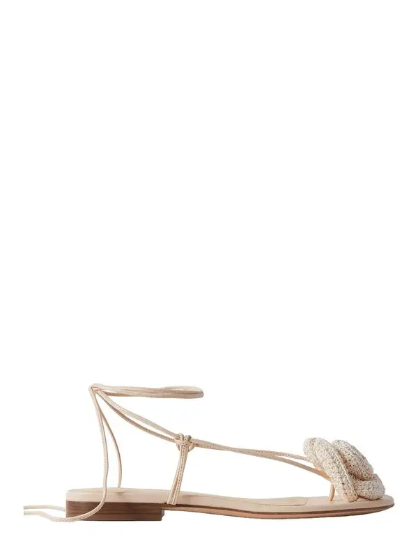 Magda Butrym Crocheted Cotton-blend And Leather Sandals - Neutrals