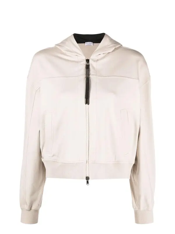 Brunello Cucinelli Zip-fastening Hooded Sweatshirt - Neutrals