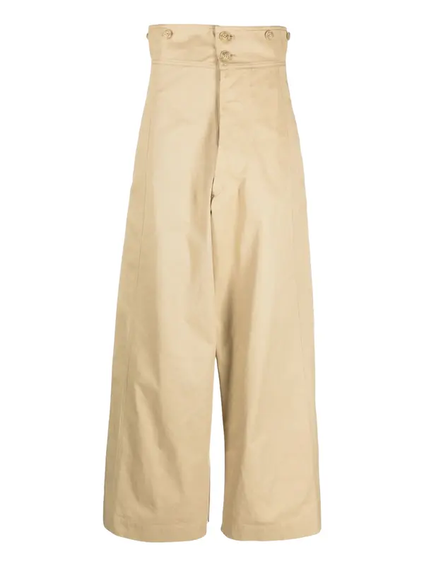 QUIRA High-waisted Wide-leg Trousers - Neutrals