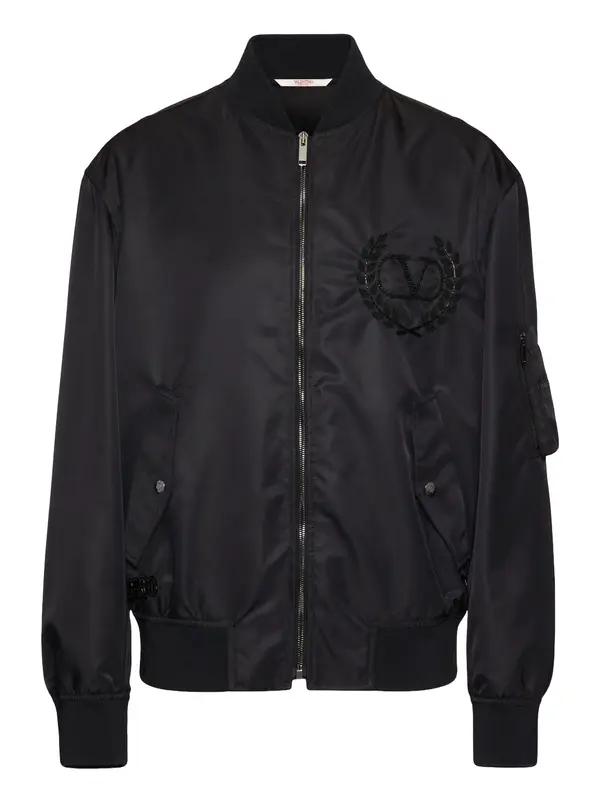 Valentino Garavani Sequin-embellished Zip-up Bomber Jacket - Black