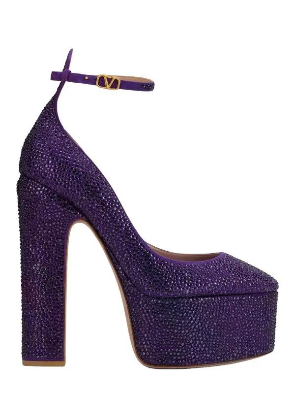 Valentino Garavani Tan-go Crystal-embellished Pumps - Purple
