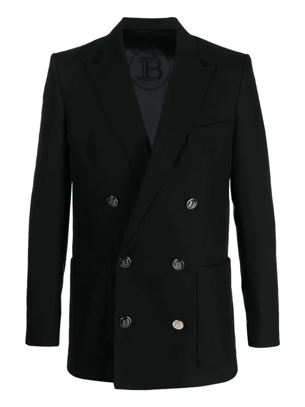 Balmain Double-breasted Cotton Blazer - Black