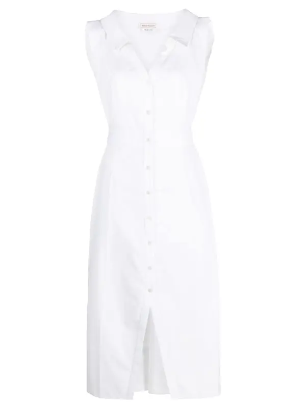 Alexander McQueen V-neck Sleeveless Dress - White