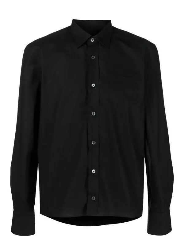 Raf Simons Logo-patch Long-sleeve Cotton Shirt - Black