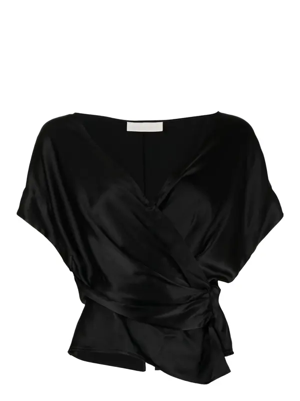 Michelle Mason Open-neck Top - Black
