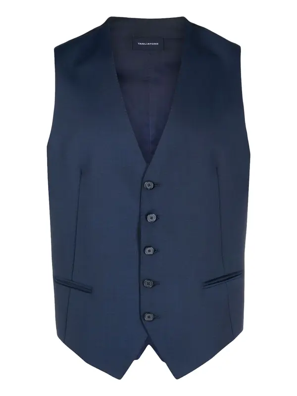 Tagliatore Virgin Wool Waistcoat - Blue