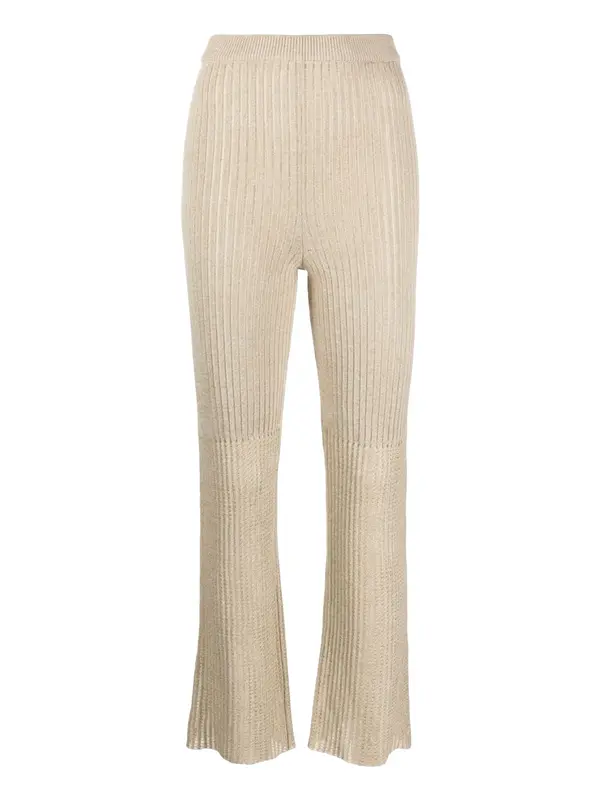 Nanushka High-waisted Ribbed Knit Trousers - Neutrals