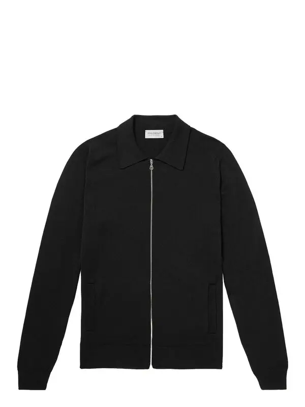 John Smedley Alston Slim-fit Merino Wool Zip-up Cardigan - Black