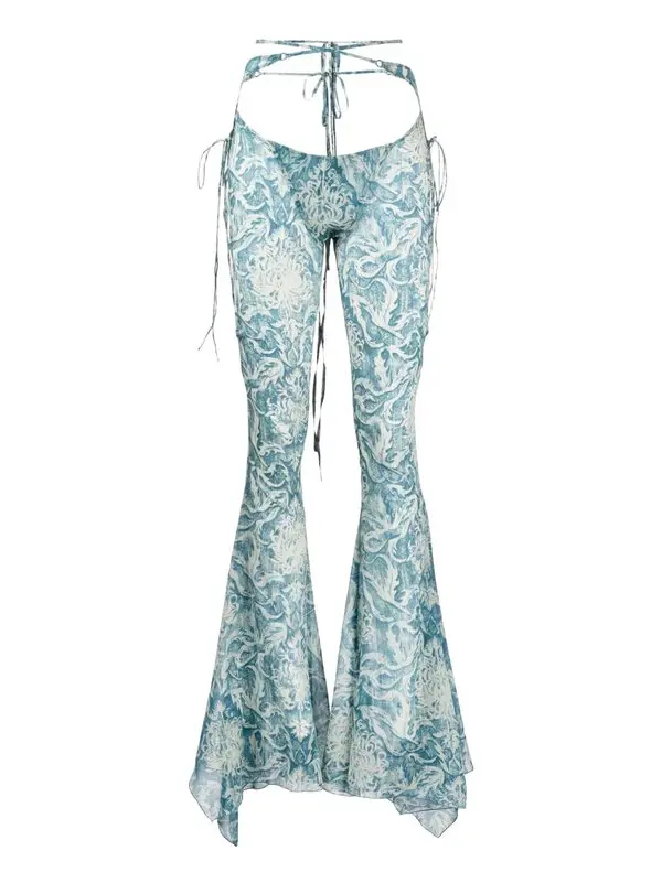 KNWLS Glimmer Graphic-print Flared Trousers - Blue
