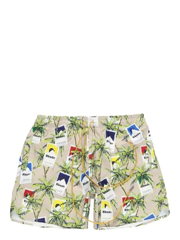 Rhude Graphic-print Deck Shorts - Neutrals