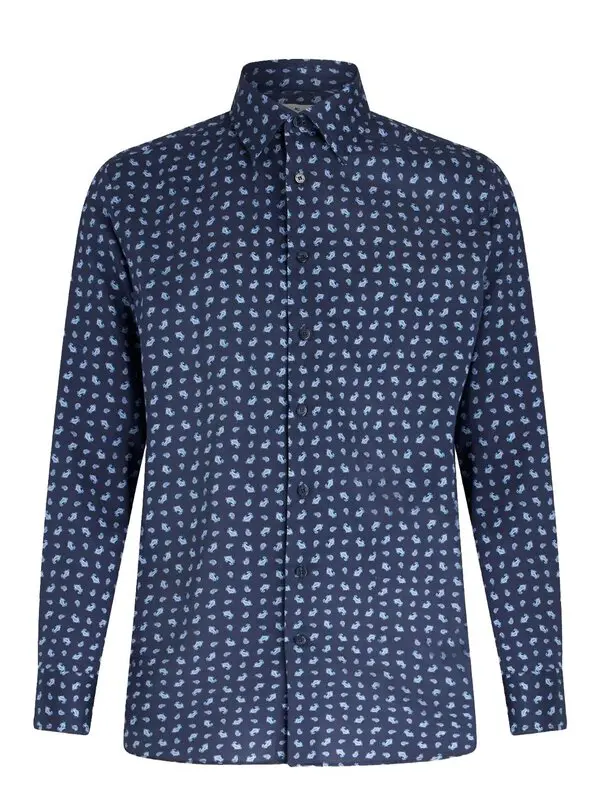 Etro Graphic-print Cotton Shirt - Blue