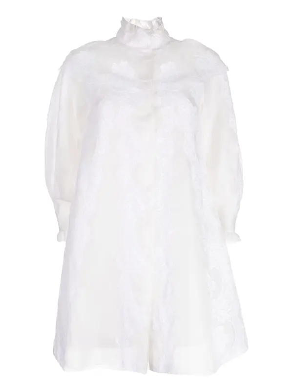 Shiatzy Chen Lace Organza Single-breasted Coat - White