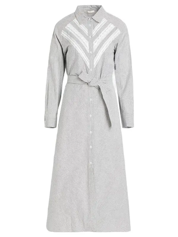 Maje Striped Cotton-blend Broadcloth Midi Shirt Dress - Gray