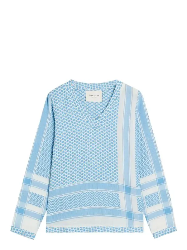 SUMMERY COPENHAGEN Cotton-jacquard Blouse - Light Blue