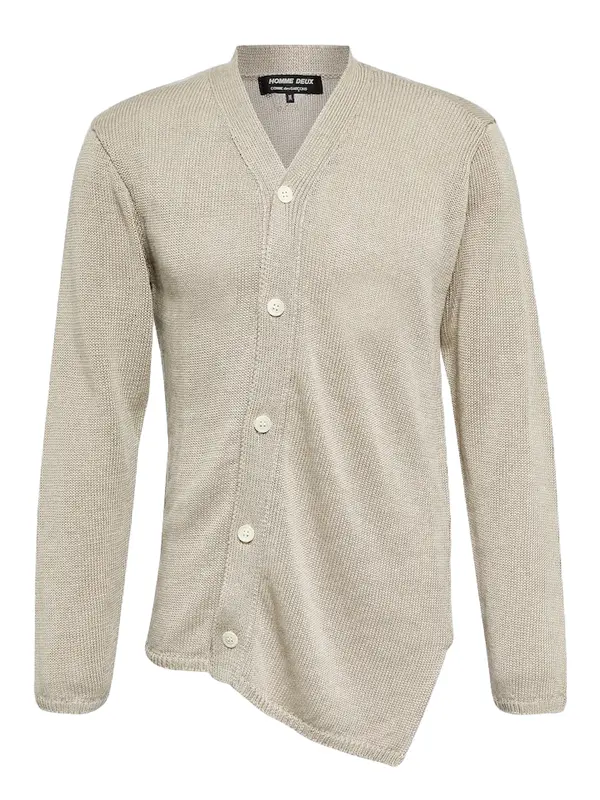 Comme Des Garçons Homme Deux Asymmetrical Linen Cardigan - Beige