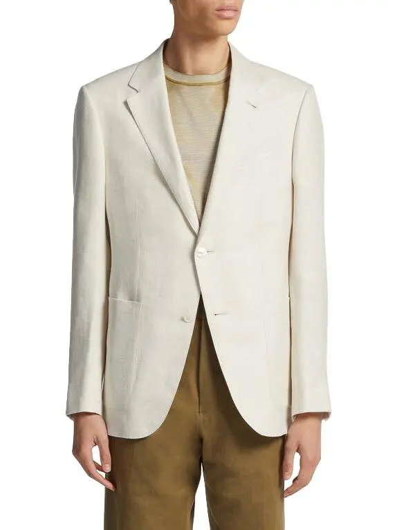 Zegna Fairway Crossover Linen & Wool Blend Sport Coat - Ecru