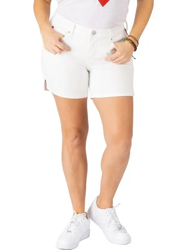 SLINK JEANS Side Vent Denim Shorts - White